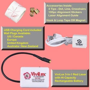 Vivilux 3-in-1 Rechargeable RED Laser System With Adjustable Line ...