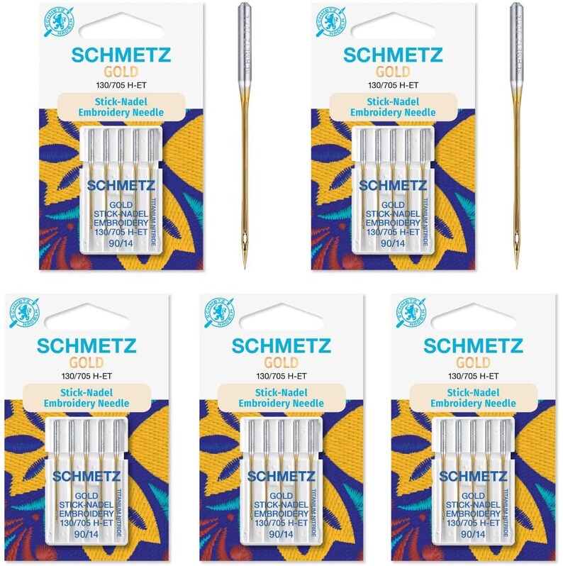 50 Schmetz Gold Titanium Embroidery Needles Size 90/14 130/705 H-ET - Etsy