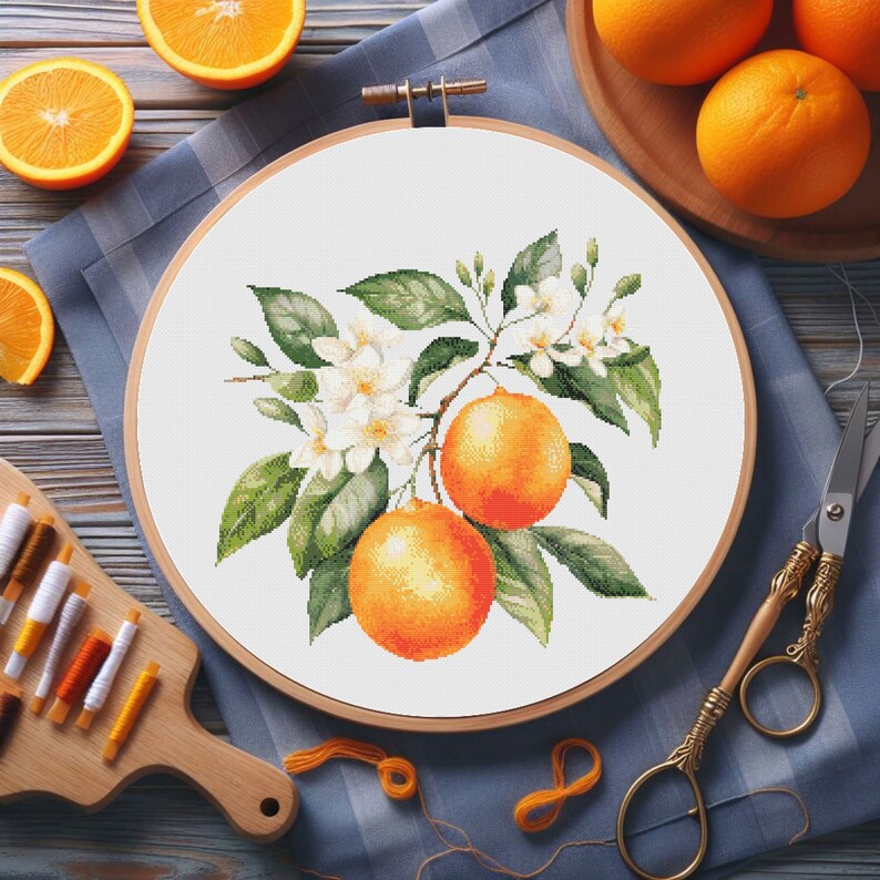 Oranges Cross Stitch Pattern, Fruit Embroidery Design (PDF Pattern) - Etsy