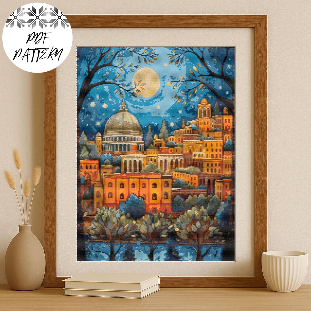 Colosseum Cross Stitch Pattern: Rome Landmark Embroidery (PDF Pattern ...