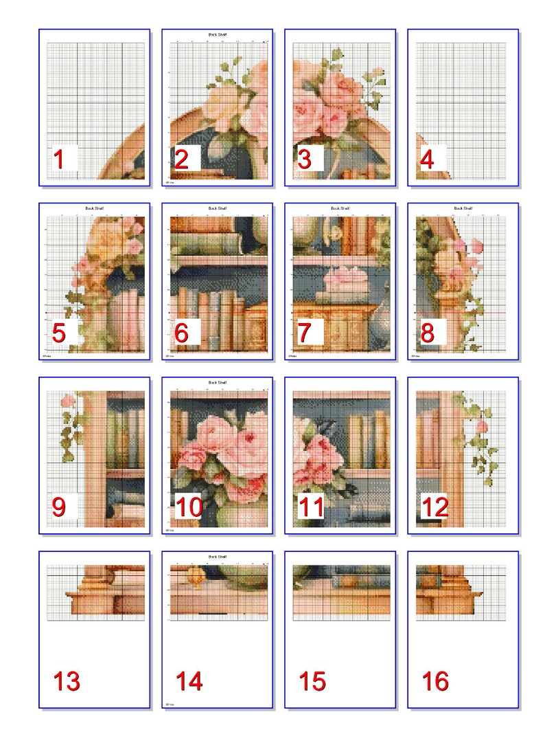 Book Shelf Cross Stitch Pattern, PDF Pattern, Embroidery, DIY, Books ...