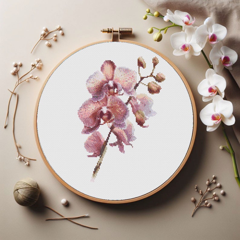 Orchid Cross Stitch Pattern, PDF Pattern, Flower Embroidery, DIY, Gift ...