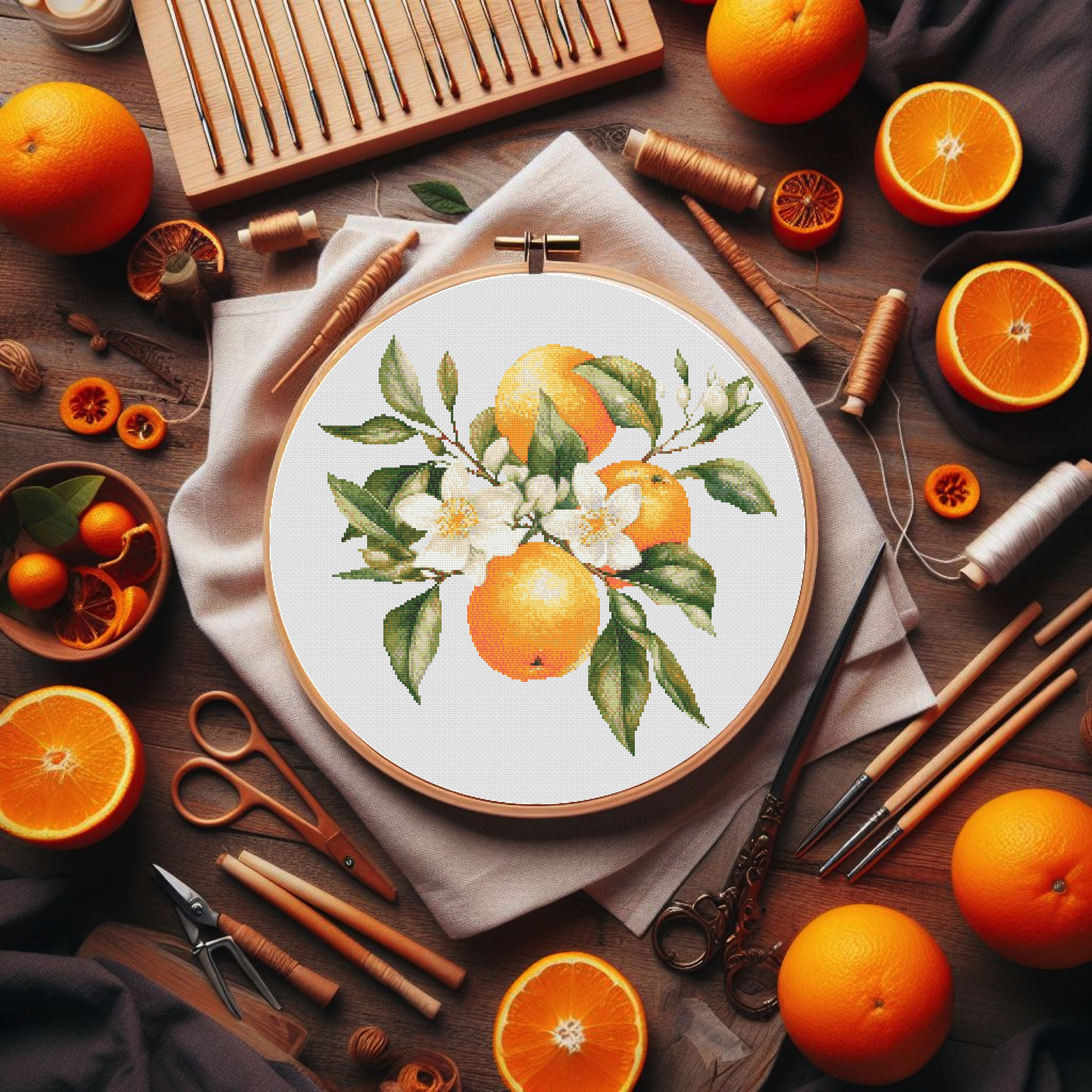 Oranges Cross Stitch Pattern, Fruit Embroidery (PDF Pattern) - Etsy