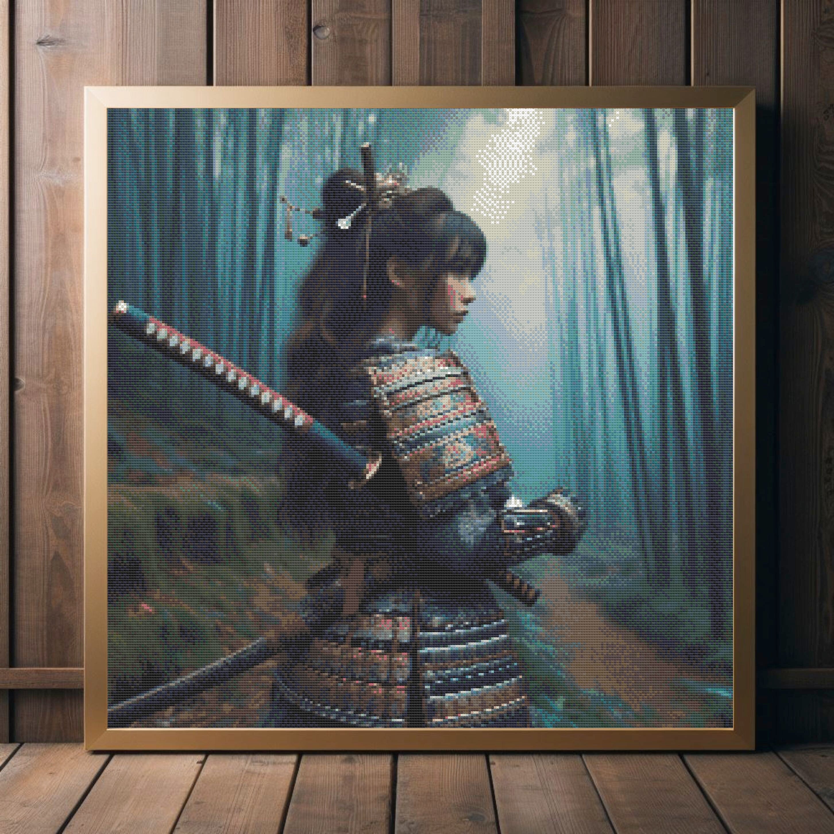 Japanese Samurai - Cross Stitch Pattern, PDF Pattern, Embroidery, DIY ...