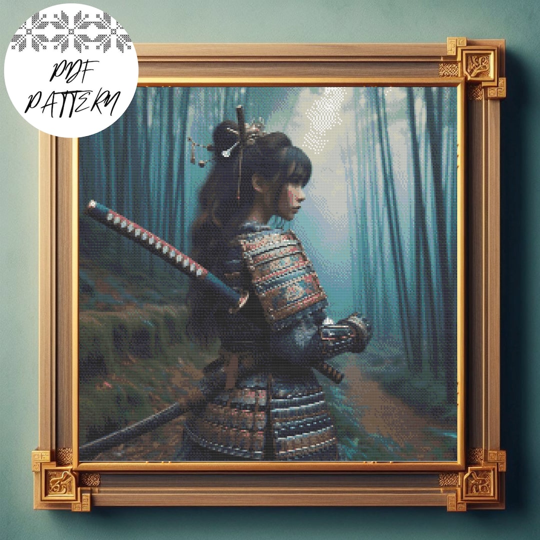 Japanese Samurai - Cross Stitch Pattern, PDF Pattern, Embroidery, DIY ...