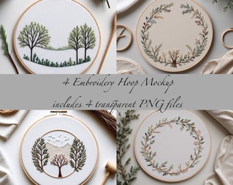 Orchids Embroidery Hoop Mockup - Flowers Mockup, Cross Stitch Mockup ...