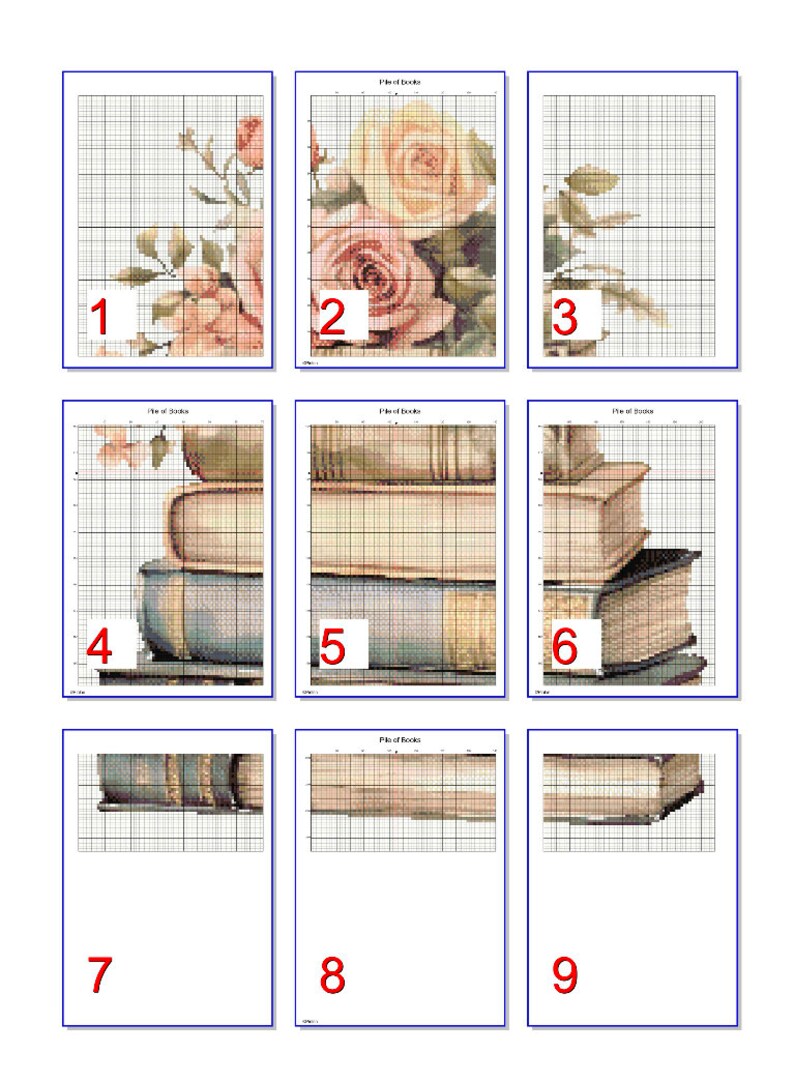 Pile of Books Cross Stitch Pattern, PDF Pattern, Embroidery, DIY, Books ...