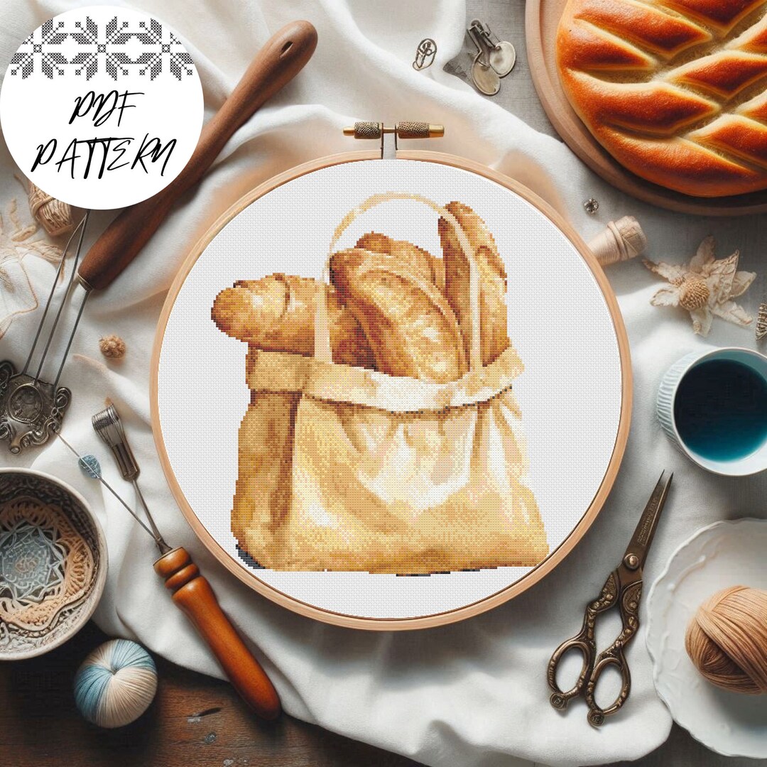 French Baguette Cross Stitch Pattern – Paris Embroidery Decor (PDF ...