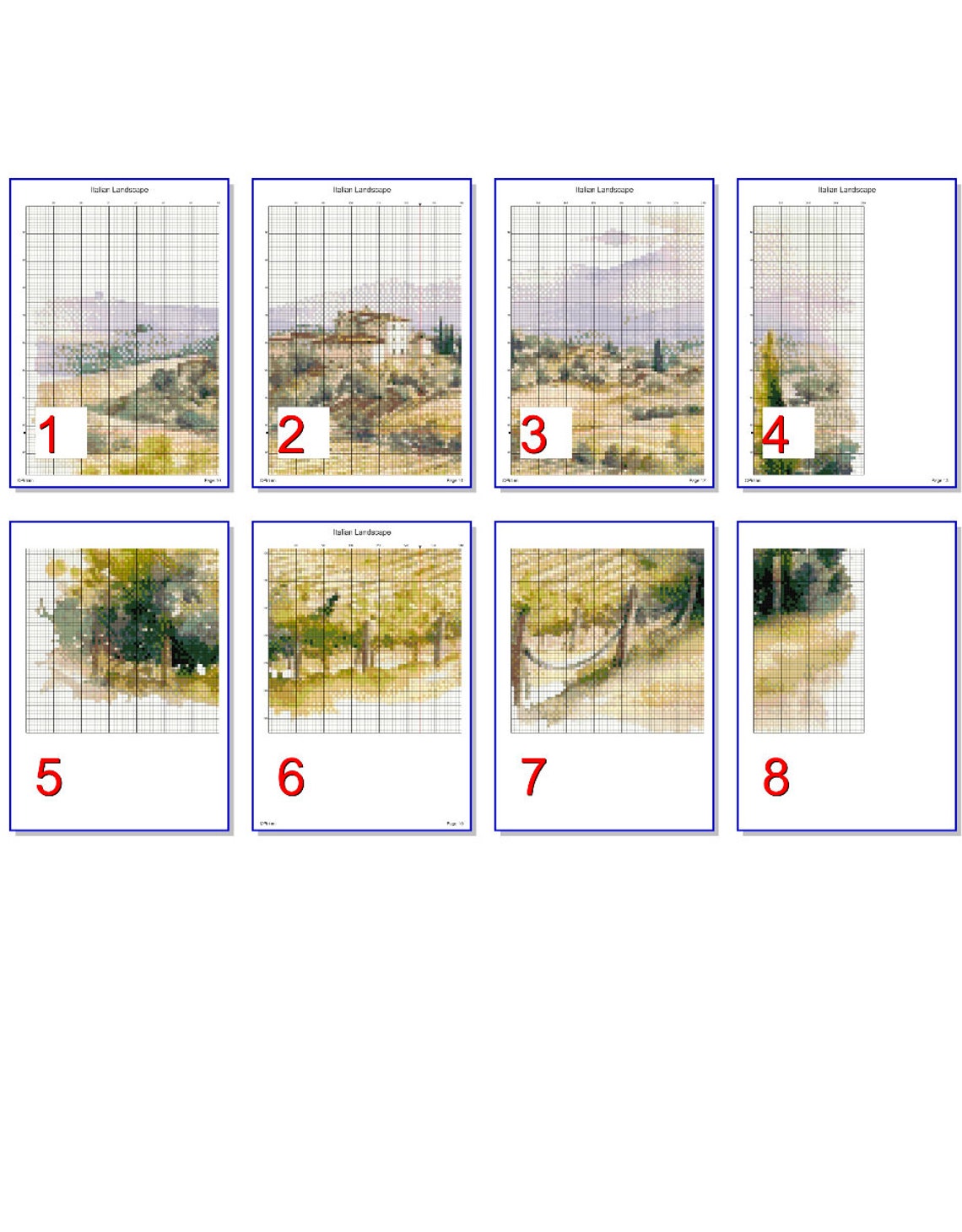 Italian Landscape Cross Stitch Pattern – Tuscany DIY Embroidery (PDF ...