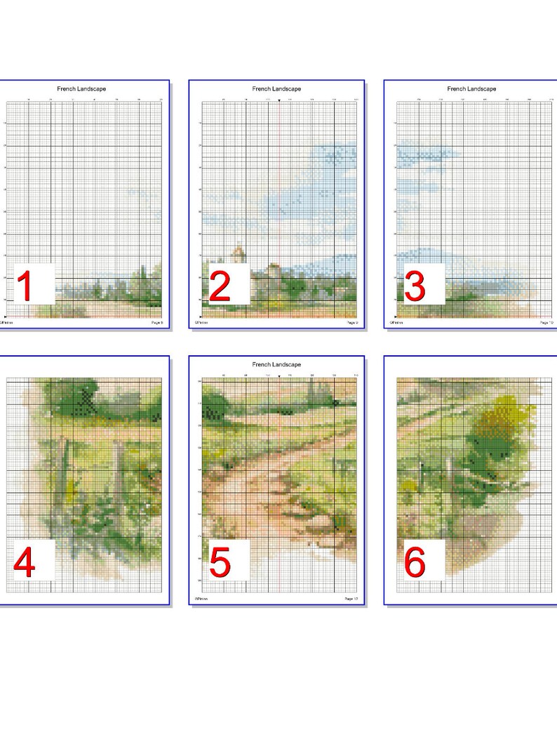 French Countryside Cross Stitch Pattern – Landscape Embroidery (PDF ...
