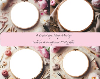 Orchids Embroidery Hoop Mockup - Flowers Mockup, Cross Stitch Mockup ...