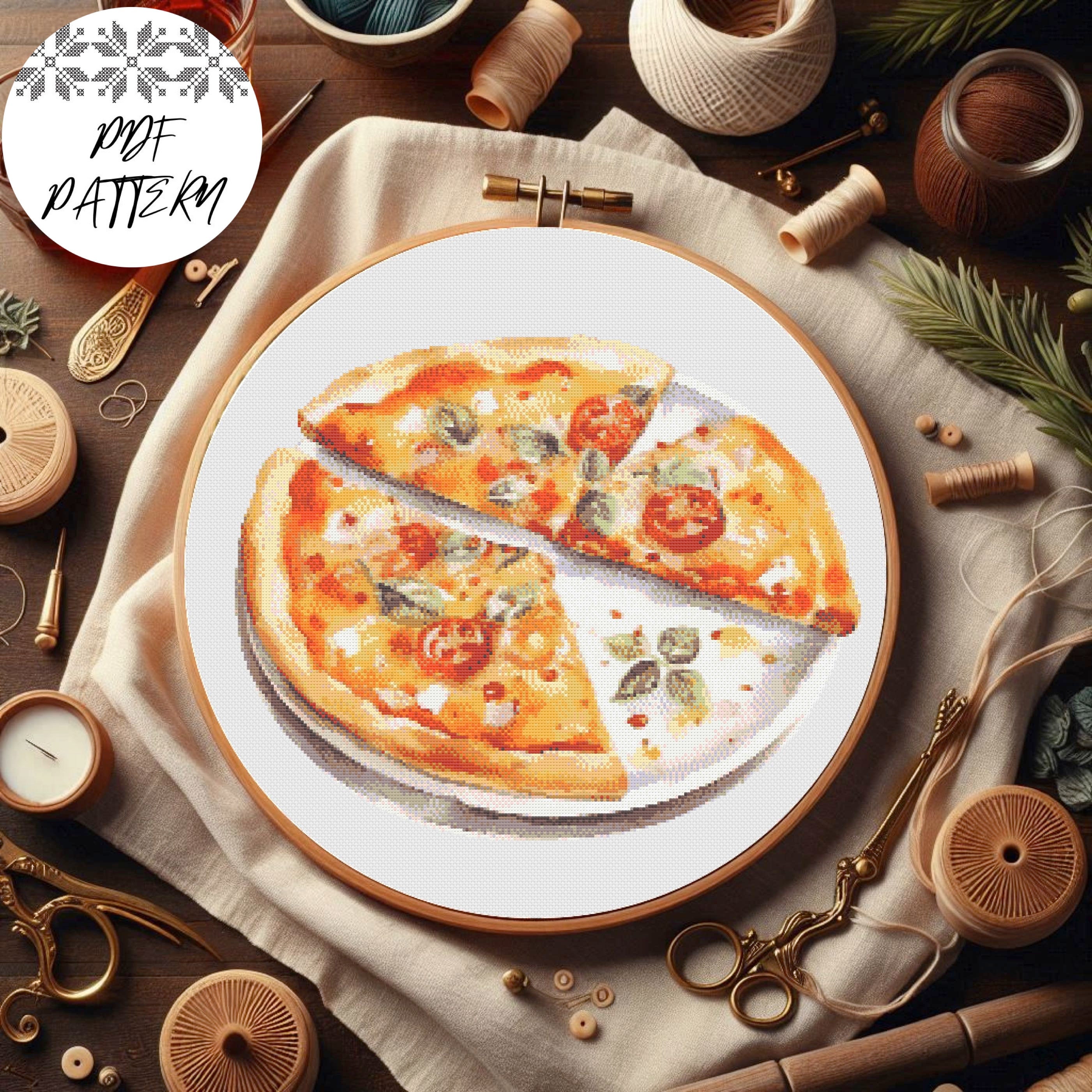 Italian Pizza Cross Stitch Pattern, PDF Pattern, Embroidery, DIY, Italy ...