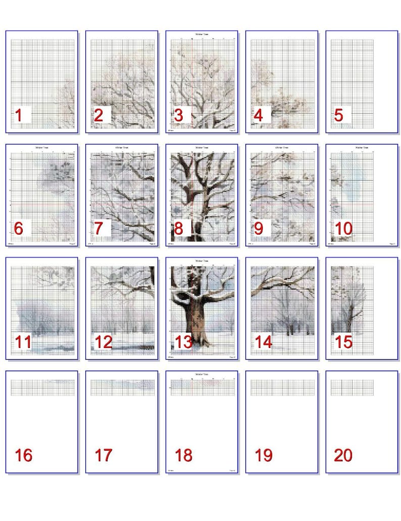 Winter Tree Cross Stitch Pattern: Christmas Holiday Deer Embroidery ...