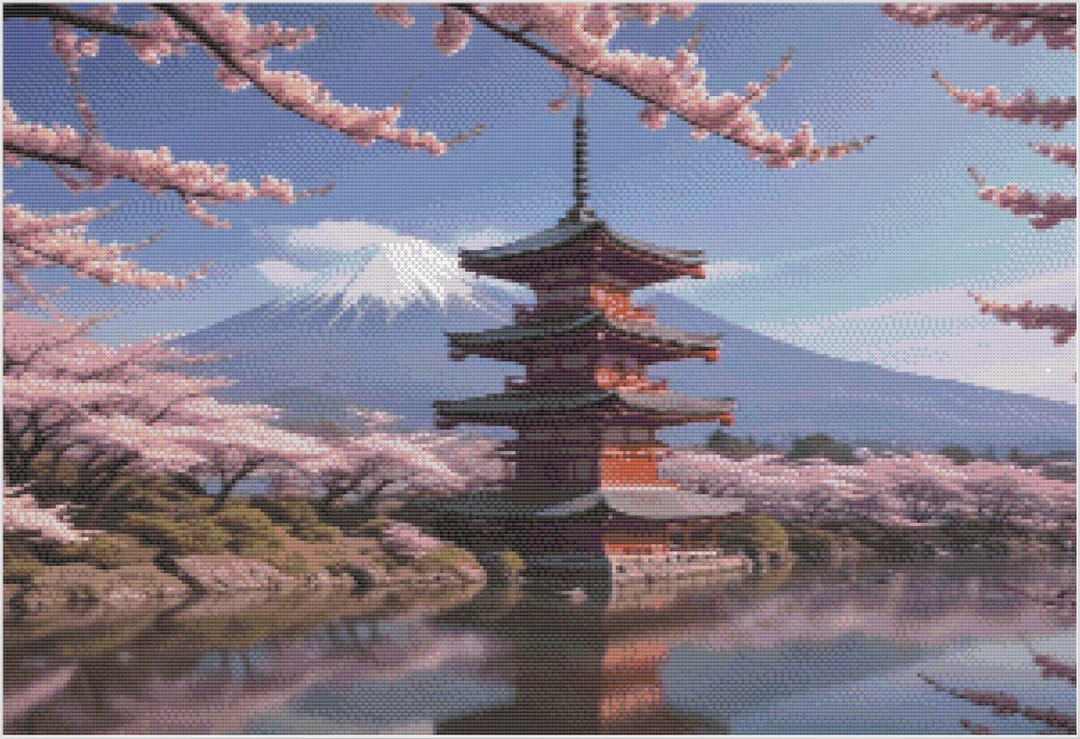 Mount Fuji - Cross Stitch Pattern, PDF Pattern, Embroidery, DIY, Japan ...