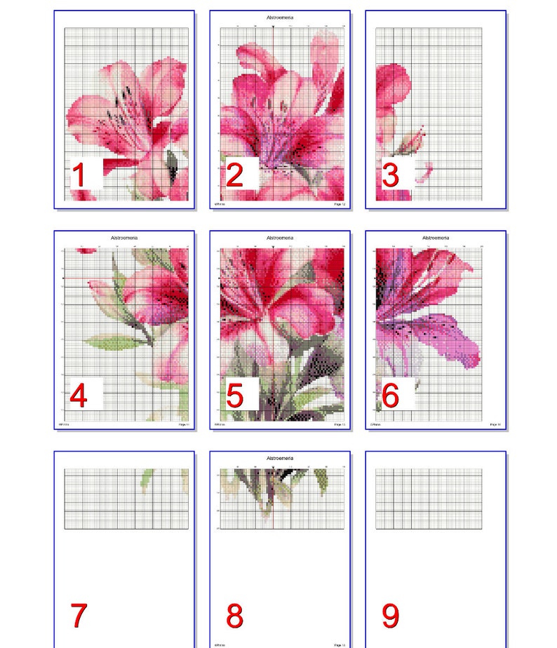 Alstroemeria Bouquet Cross Stitch Pattern, PDF Pattern, Flower Embroidery, DIY, Gift, Embroidery ...