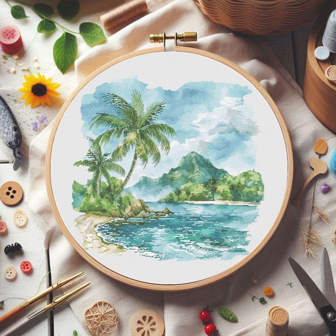 Beach Cross Stitch Pattern, PDF Pattern, Embroidery, DIY, Beach, Sand ...