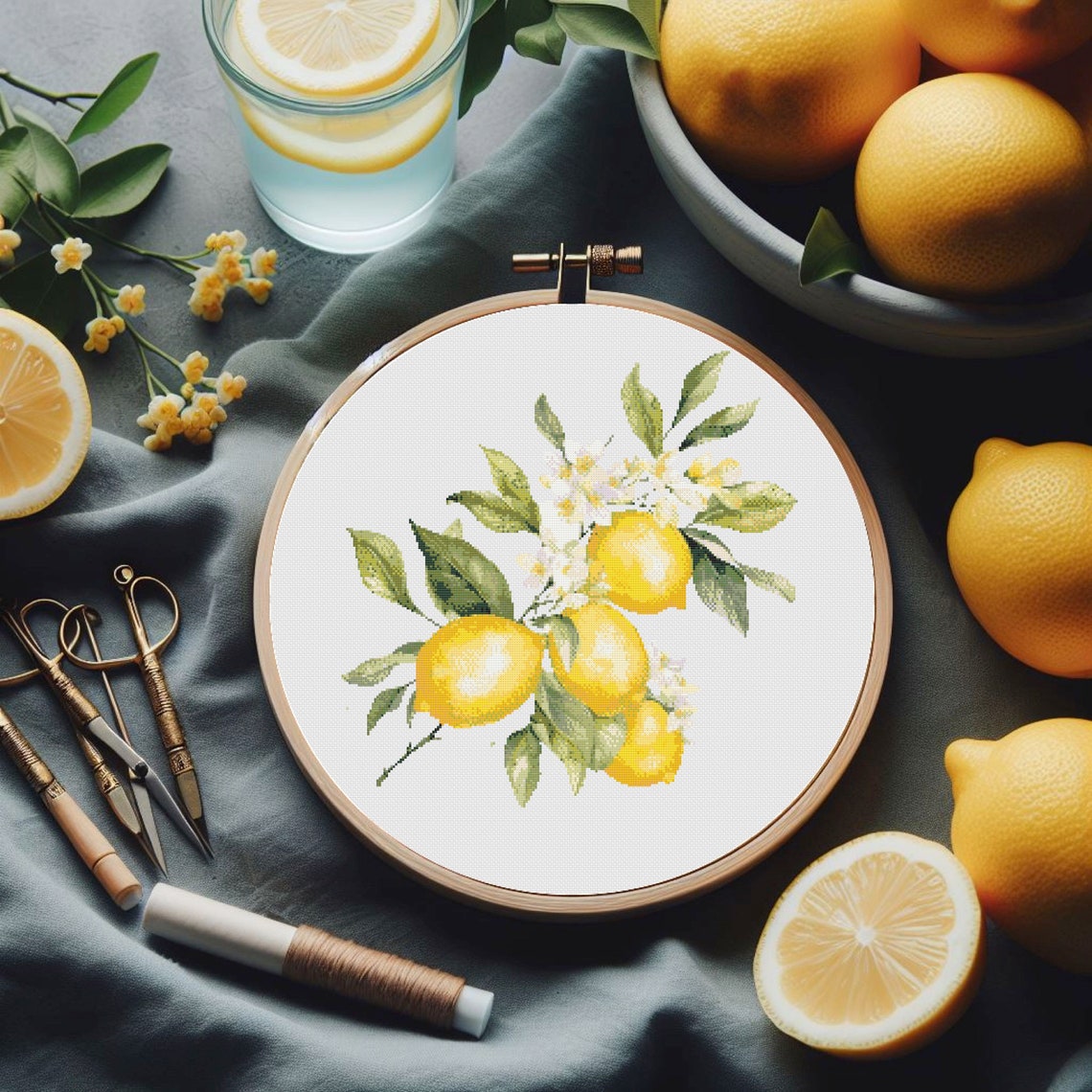 Lemons Cross Stitch Pattern, PDF Pattern, Fruit Embroidery, DIY, Gift ...
