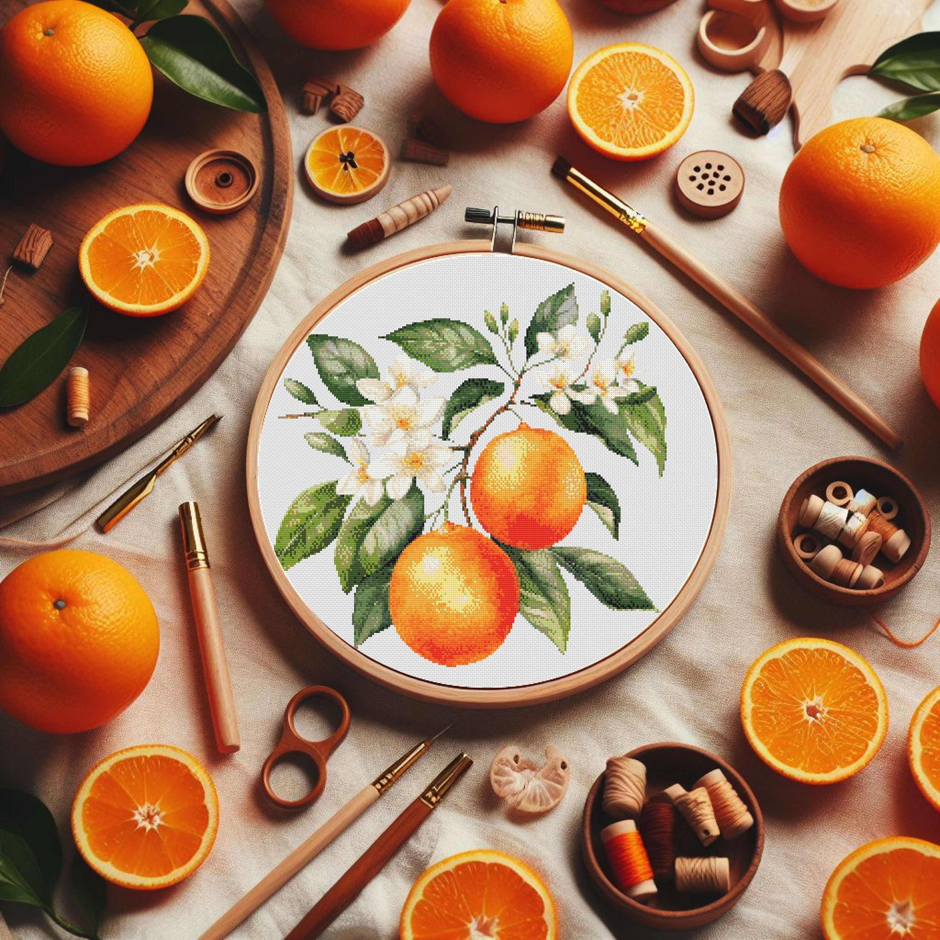 Oranges Cross Stitch Pattern, Fruit Embroidery Design (PDF Pattern) - Etsy