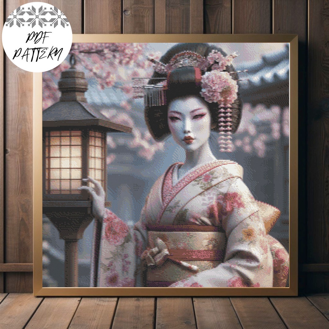 Japanese Geisha - Cross Stitch Pattern, PDF Pattern, Embroidery, DIY ...