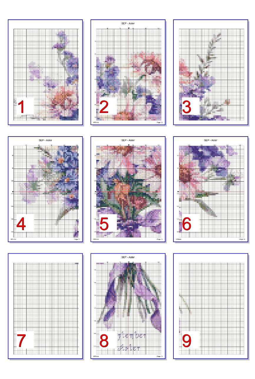 September Aster Birth Flower Cross Stitch Pattern: Botanical Embroidery ...
