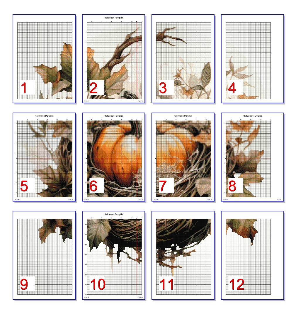 Halloween Pumpkin Cross Stitch Pattern: Crow and Fall Decor (PDF ...