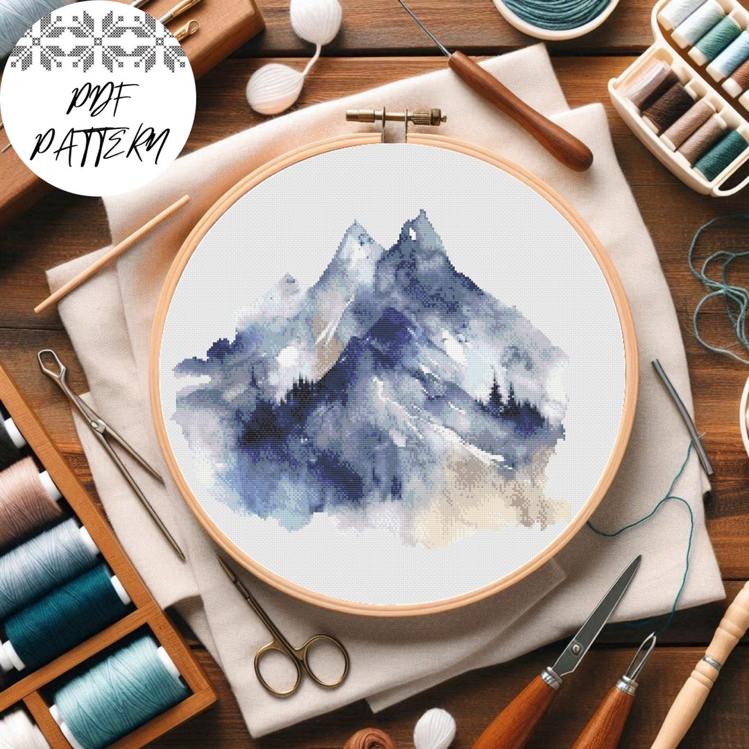 Mountain - Cross Stitch Pattern, PDF Pattern, Embroidery, DIY, Nature ...
