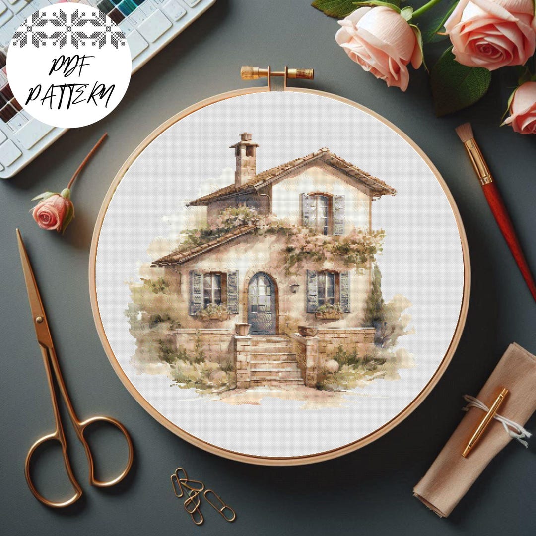 Villa Cross Stitch Pattern: Summer Terrace Embroidery (PDF Pattern) - Etsy
