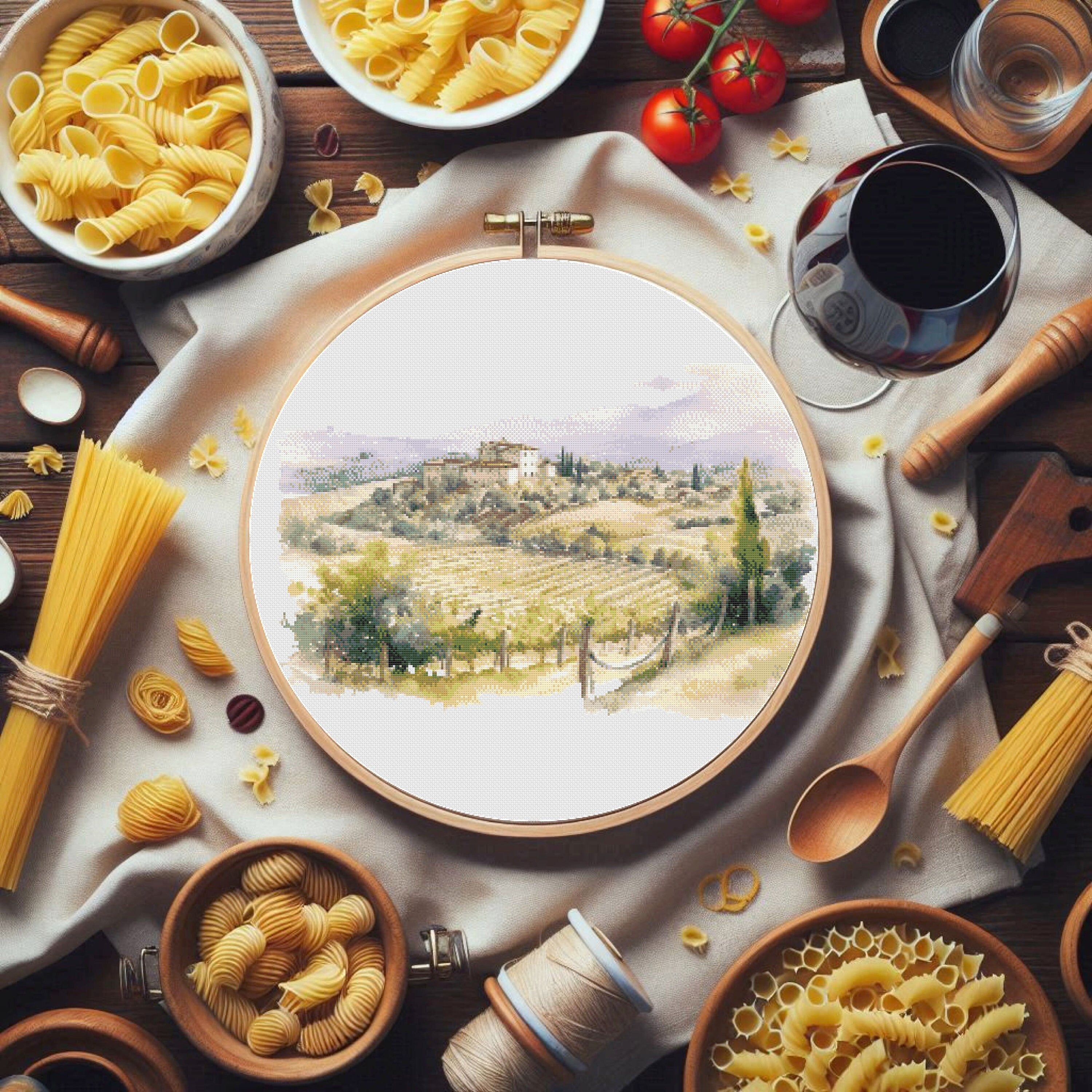 Italian Landscape Cross Stitch Pattern – Tuscany DIY Embroidery (PDF ...