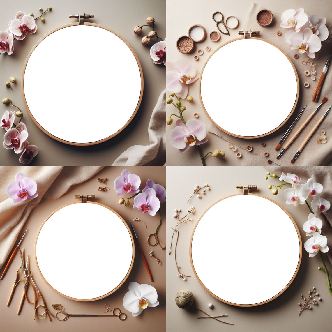 Orchids Embroidery Hoop Mockup Flowers Mockup, Cross Stitch Mockup ...