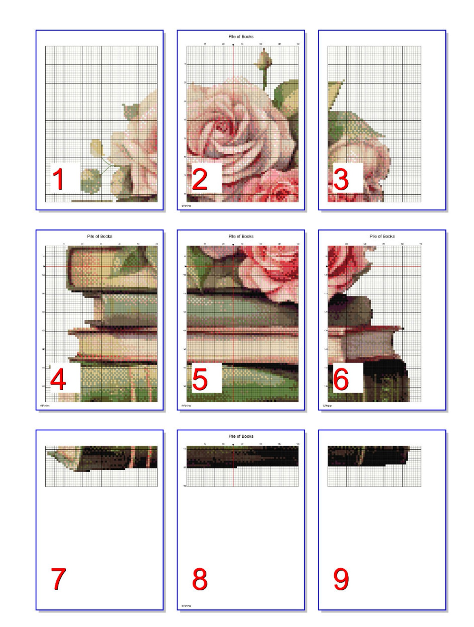 Pile of Books Cross Stitch Pattern PDF, Embroidery Design, DIY Library ...