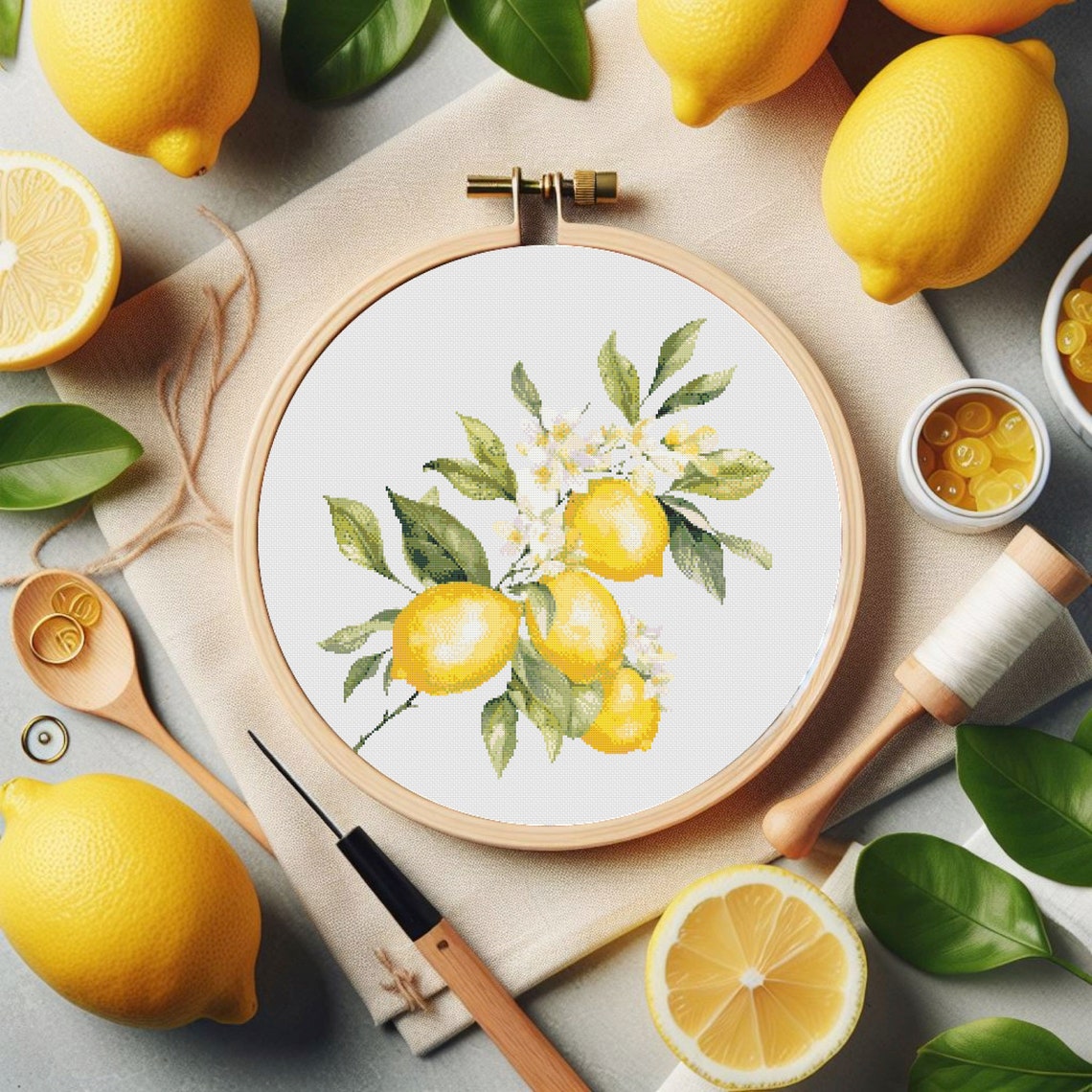 Lemons Cross Stitch Pattern, PDF Pattern, Fruit Embroidery, DIY, Gift ...