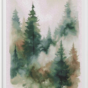 Forest Cross Stitch Pattern PDF - Mountain & Road Embroidery DIY Decor ...