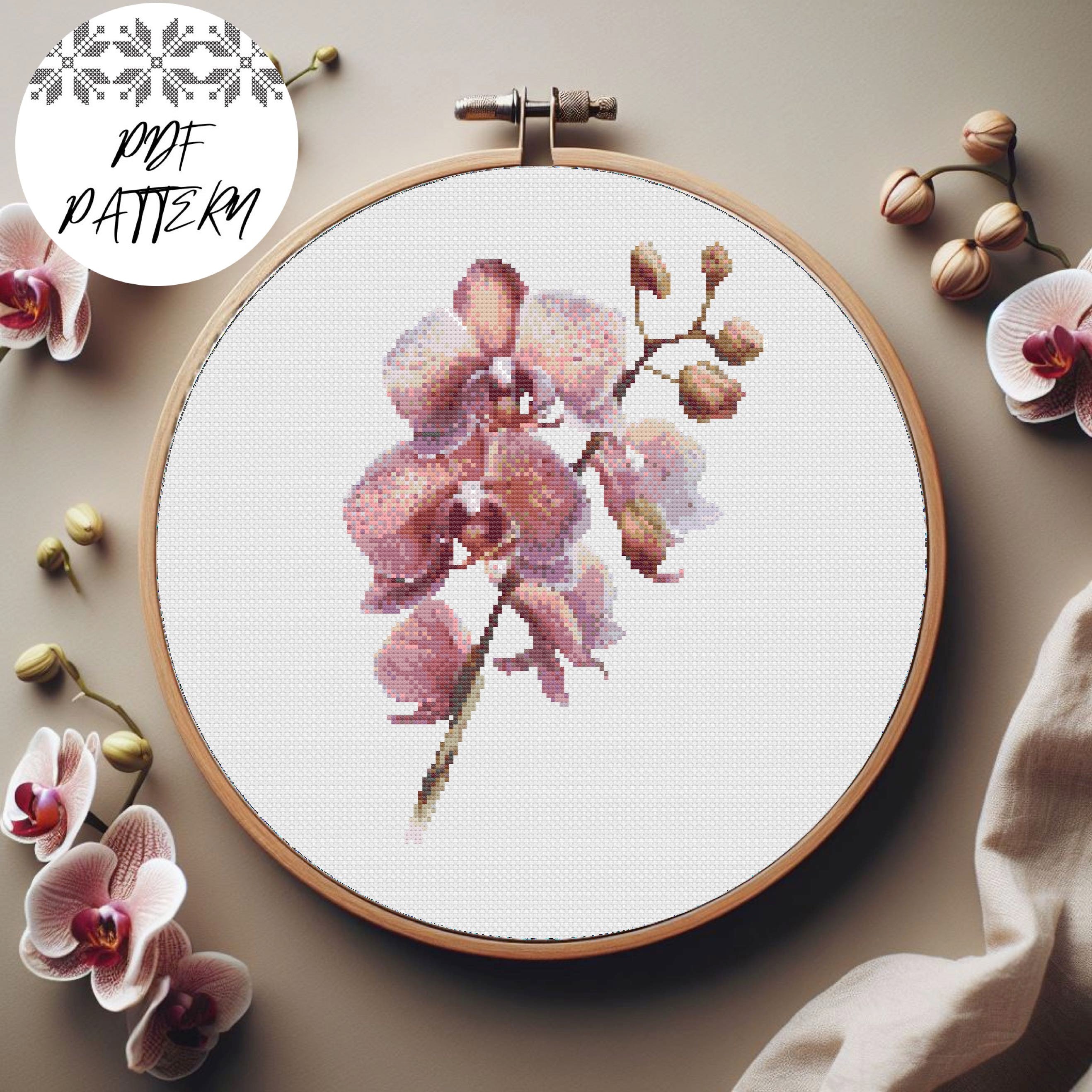 Orchid Cross Stitch Pattern, PDF Pattern, Flower Embroidery, DIY, Gift ...