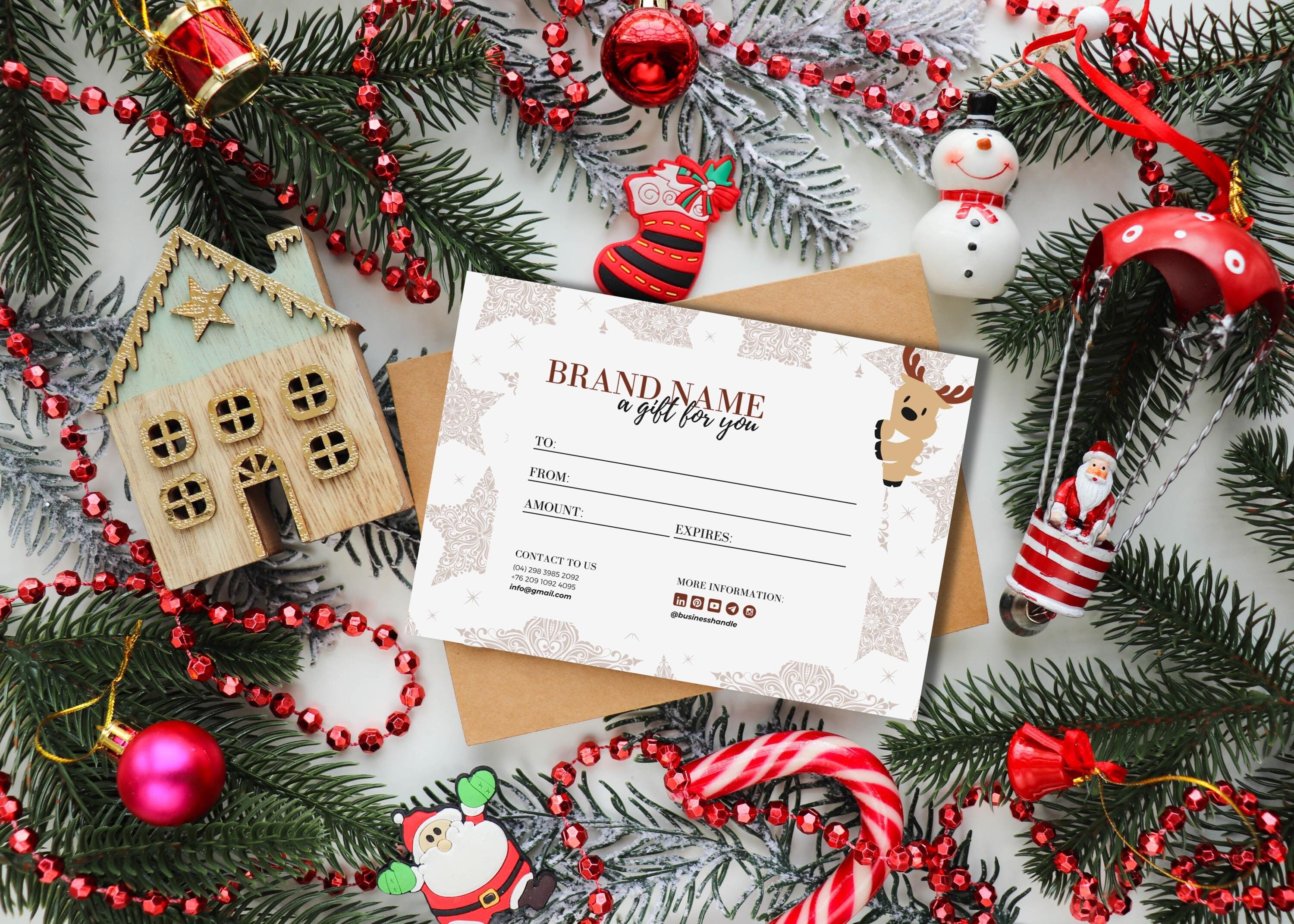Christmas Gift Card Template, Printable DIY Canva Card (digital Product ...