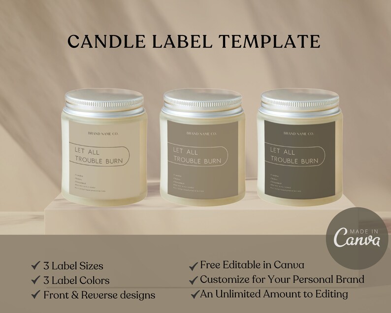 Printable Candle Label Template, Modern Candle Label, Custom Candle ...
