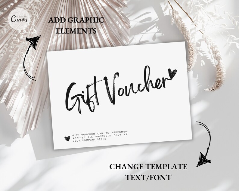 Fancy Digital Gift Voucher Template | Fully Customizable in Canva | Editable & Printable | 5.5x3 ...