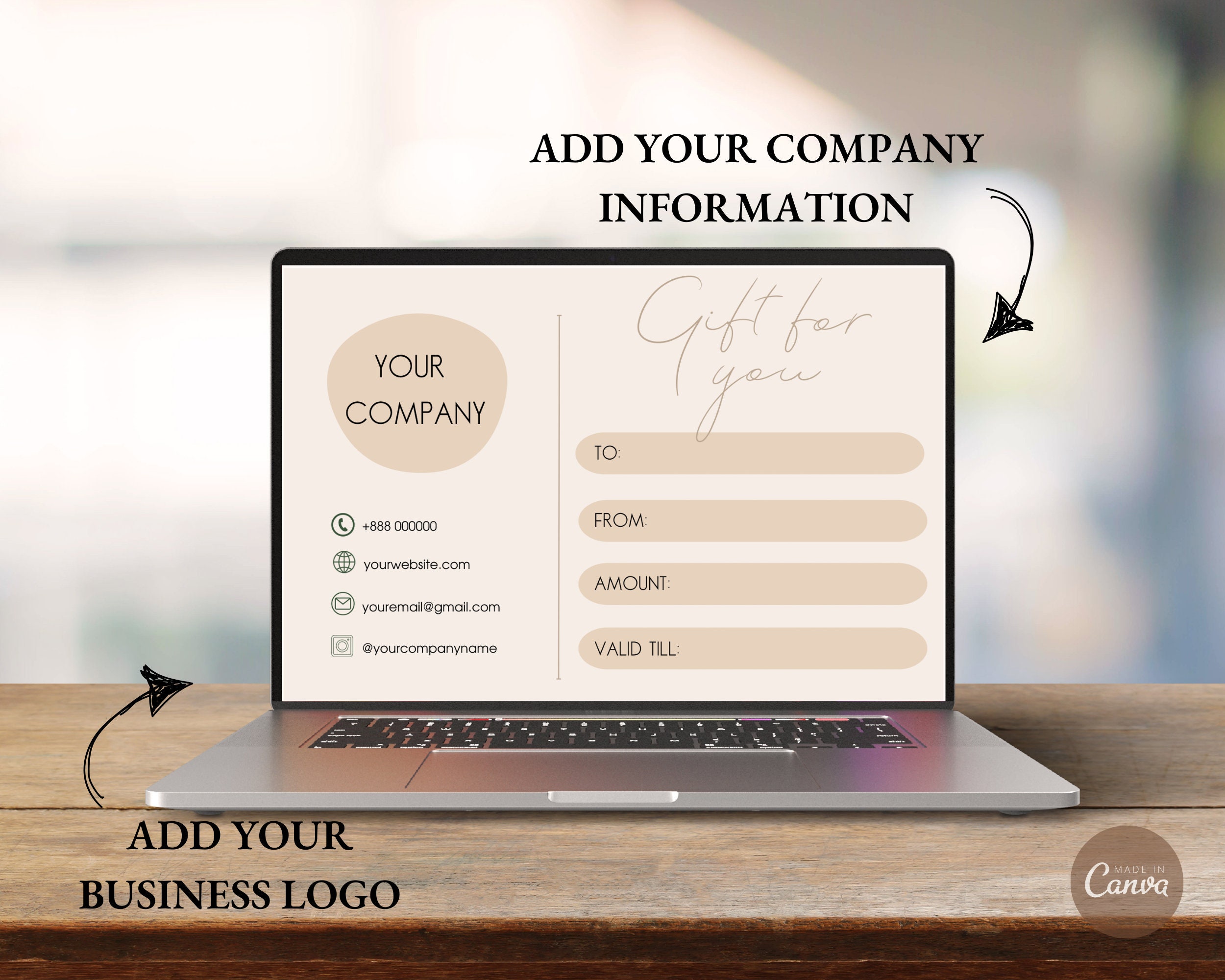 Pastel Digital Gift Card Template | Customize in Canva | Printable and ...