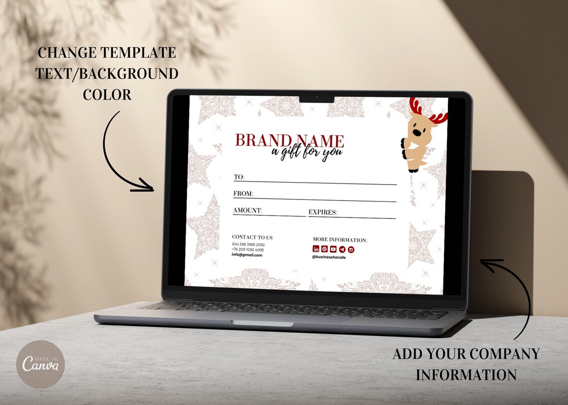 Christmas Gift Card Template, Printable DIY Canva Card (digital Product ...