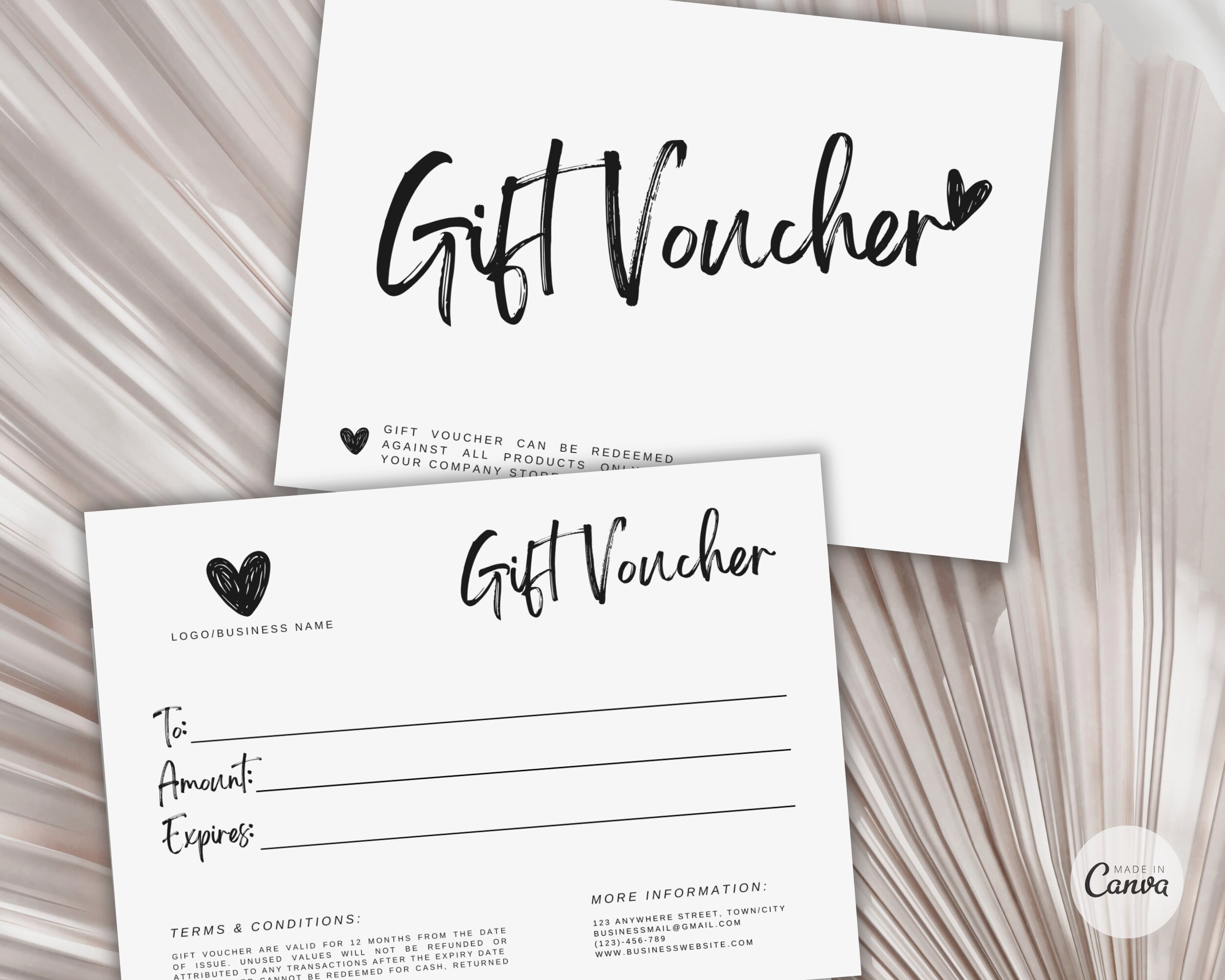 Fancy Digital Gift Voucher Template | Fully Customizable in Canva | Editable & Printable | 5.5x3 ...