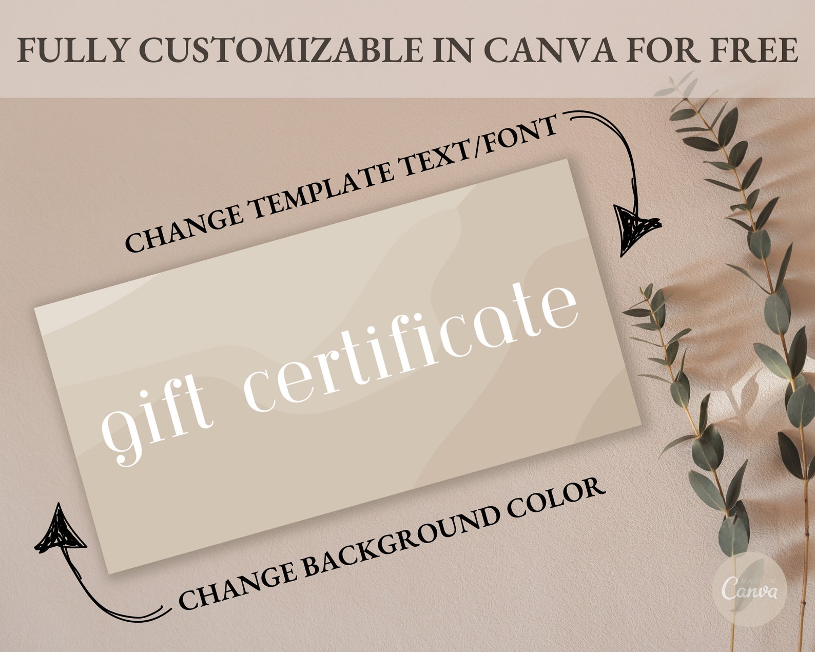 Digital Gift Certificate Template Digital Dowlnad e-gift Card fancy ...