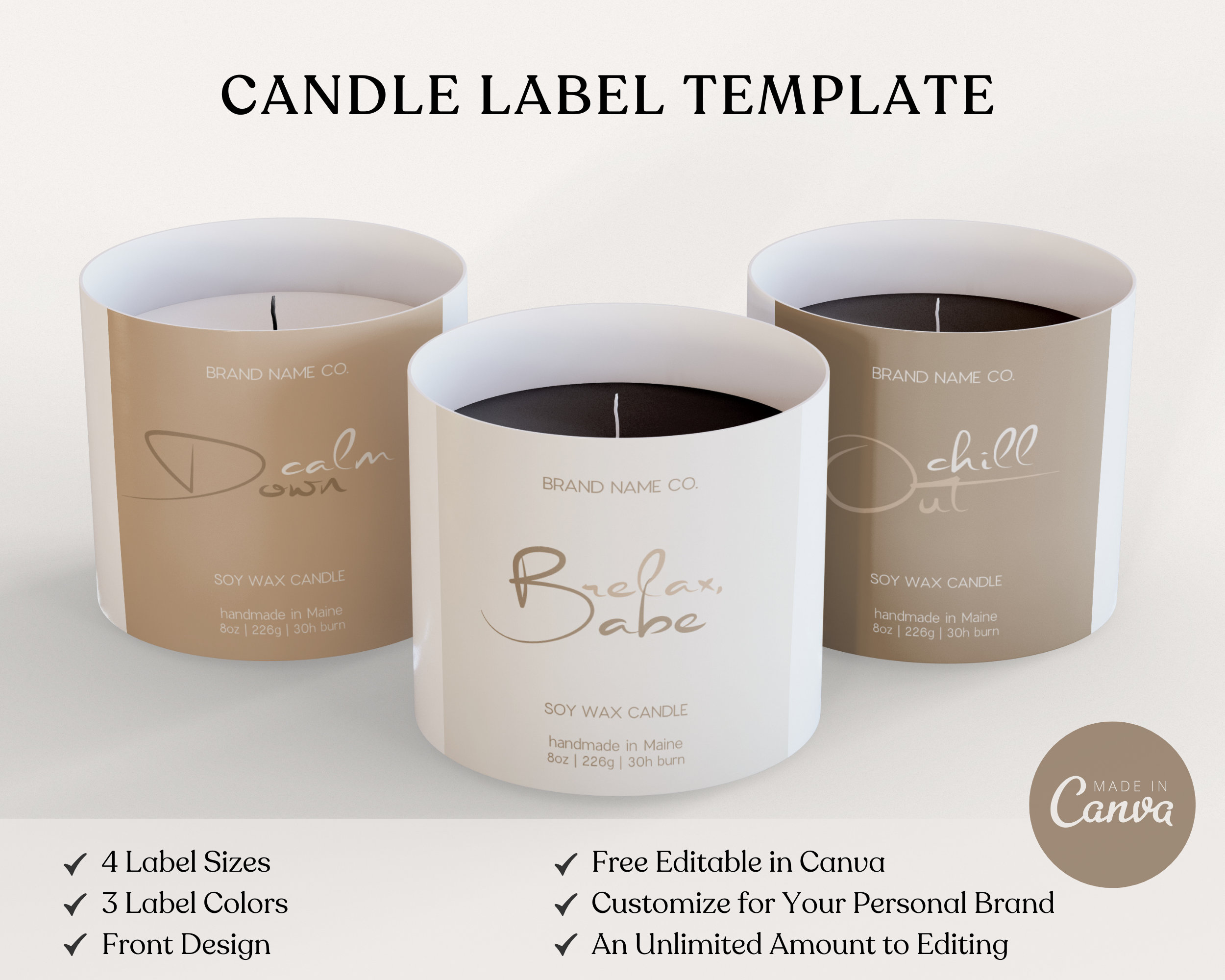 Printable Candle Label Template, Personalize to Your Own Brand, DIY ...