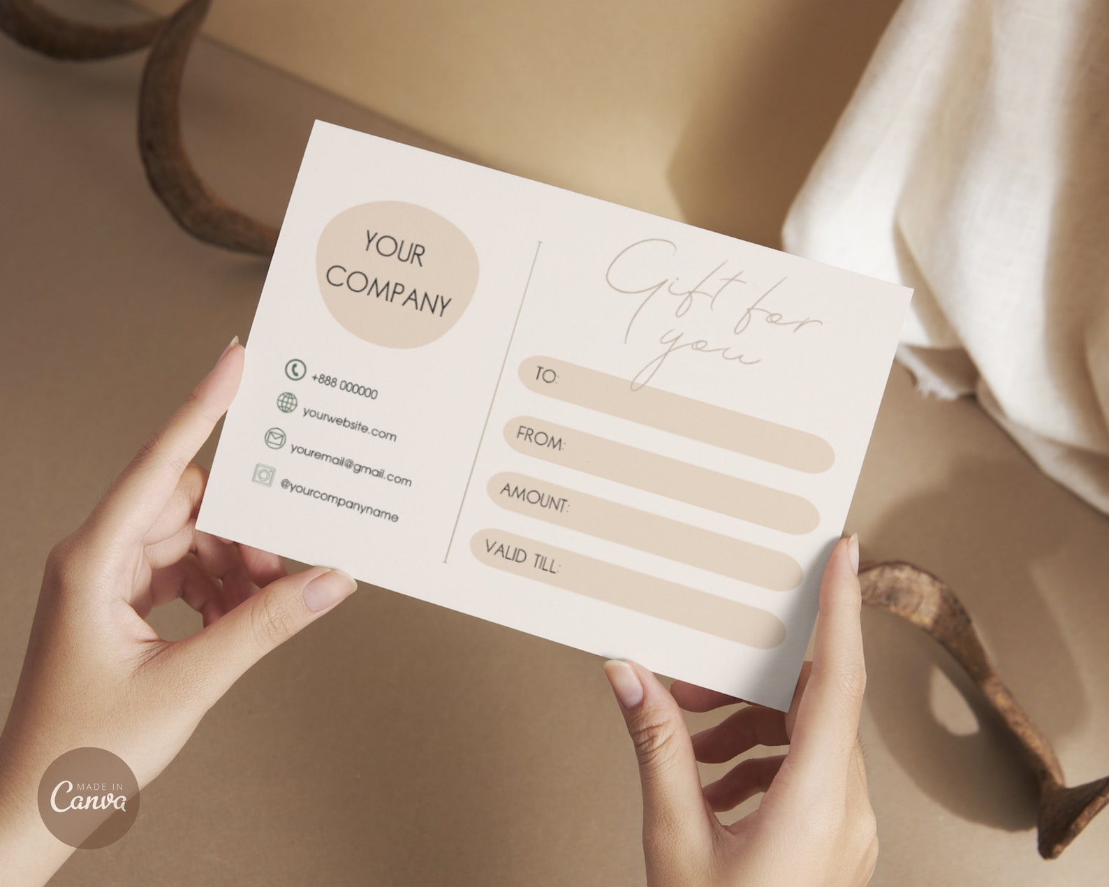 Pastel Digital Gift Card Template | Customize in Canva | Printable and ...