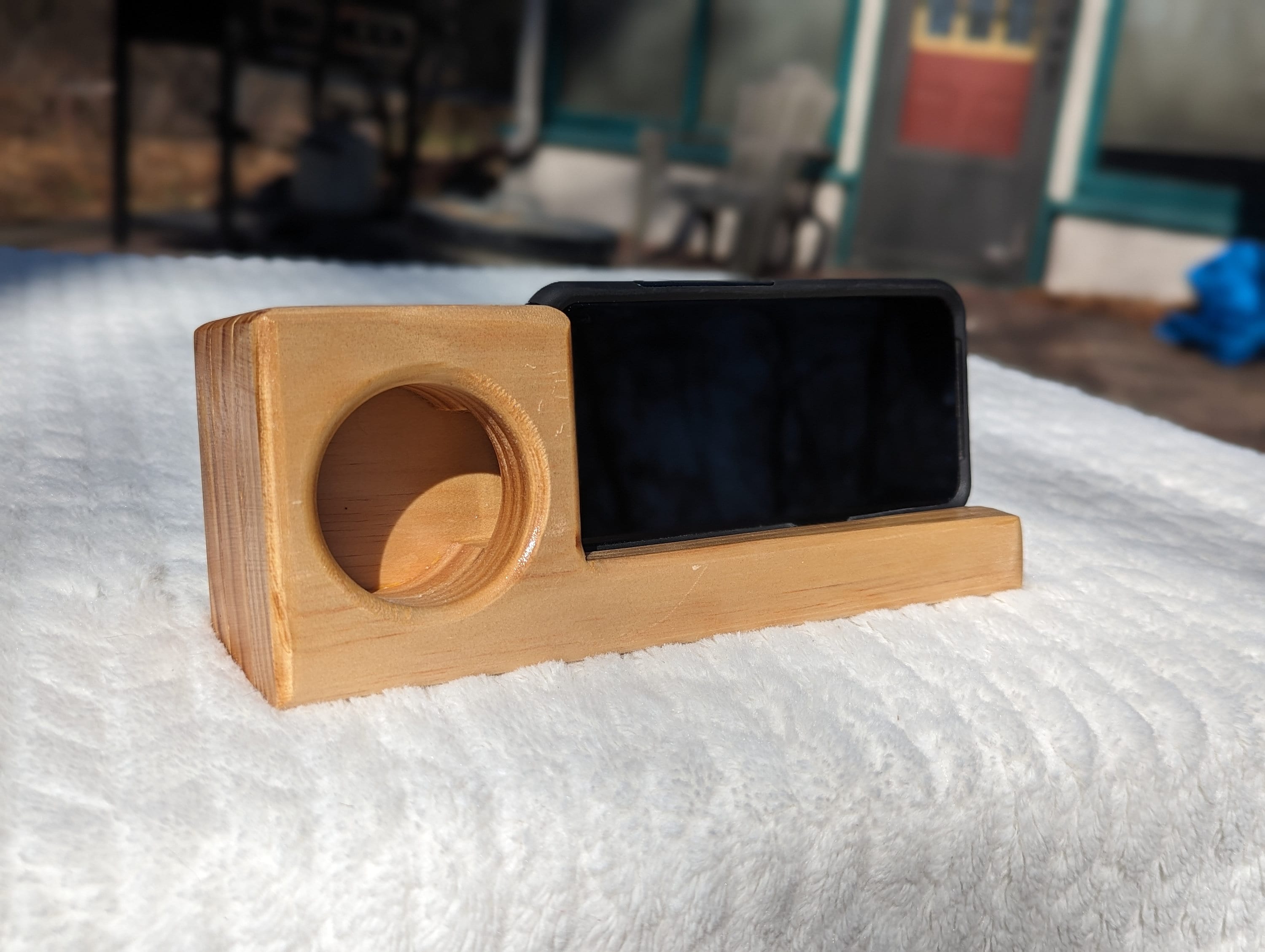 Phone Holder/amplifier Wooden Cell Phone Amplifier, Recycled Pine Board ...