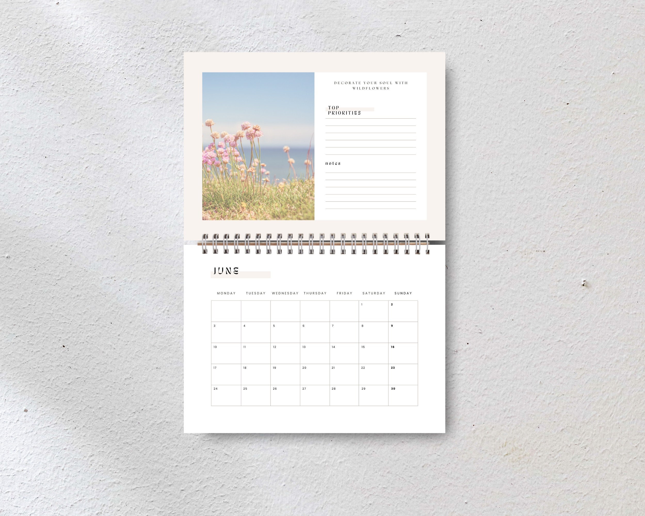 Wildflower Printable Calendar - Etsy