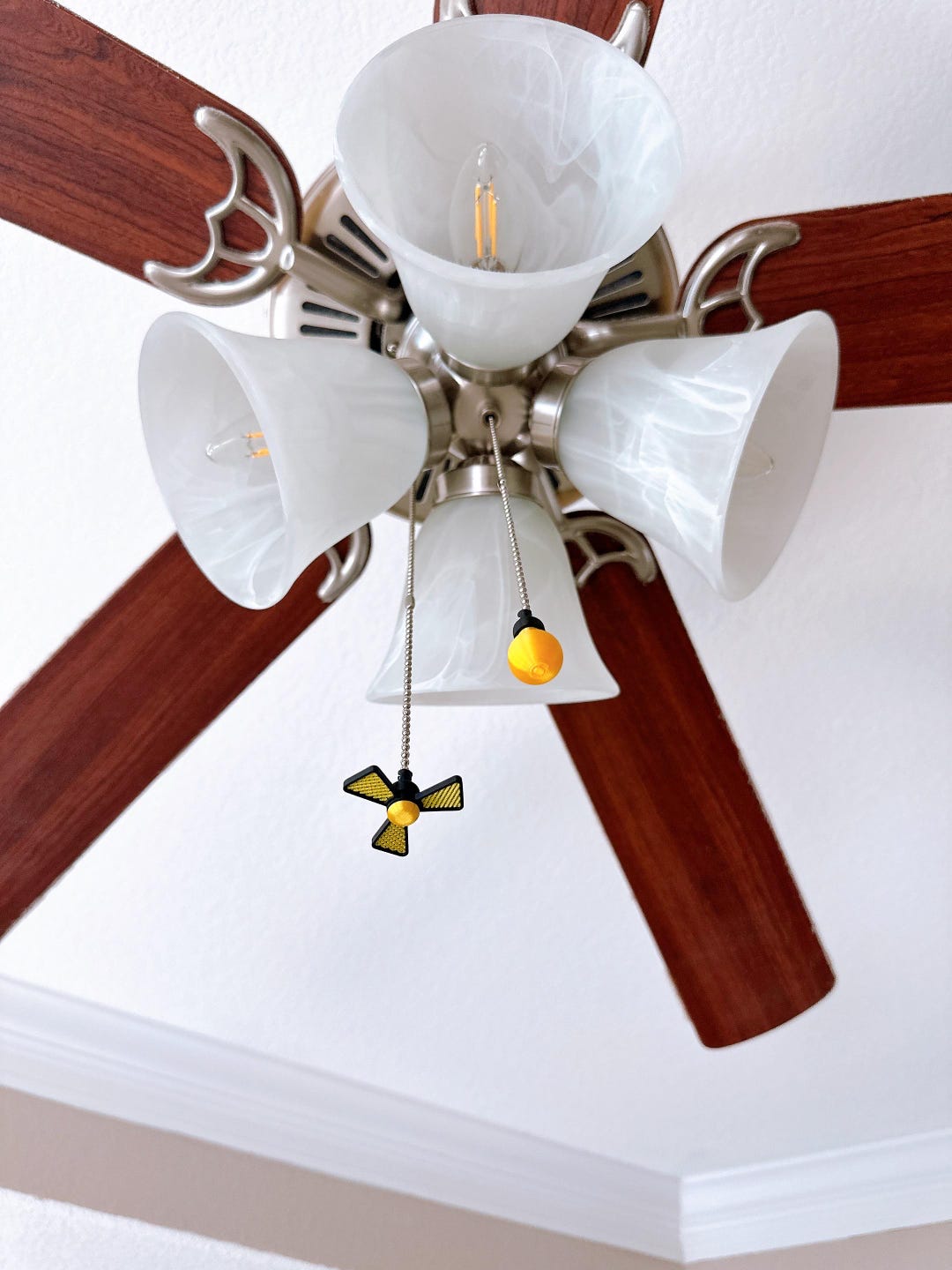 Ceiling Fan Pull Chain Set of 2 | Miniature Fan and Light Bulb Charms ...