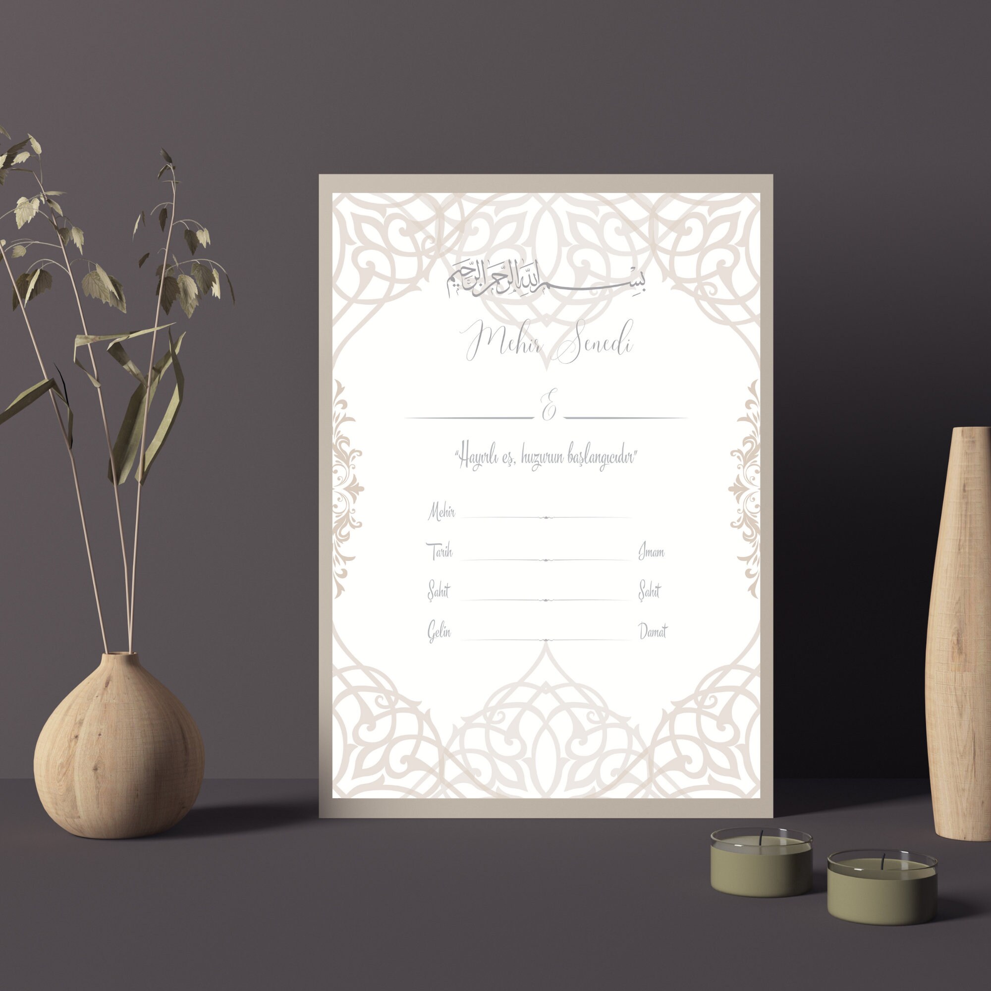 Nikah Certificate | Islamic Marriage Contract | Nikah Senedi | Belgian ...