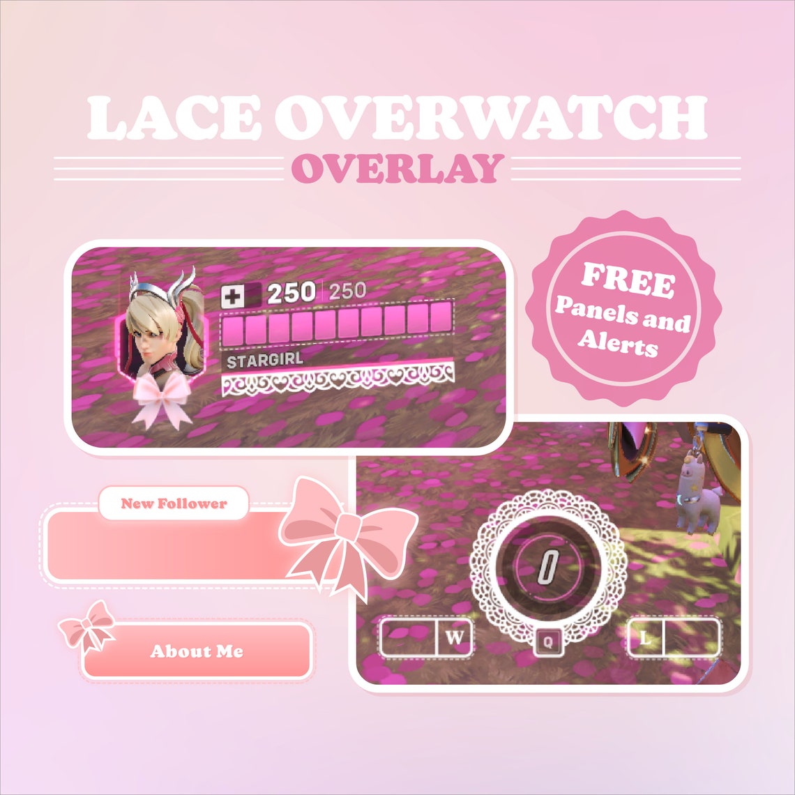 Cute Multicolor Coquette Lace Theme Overwatch 2 Overlay FREE PANELS ...