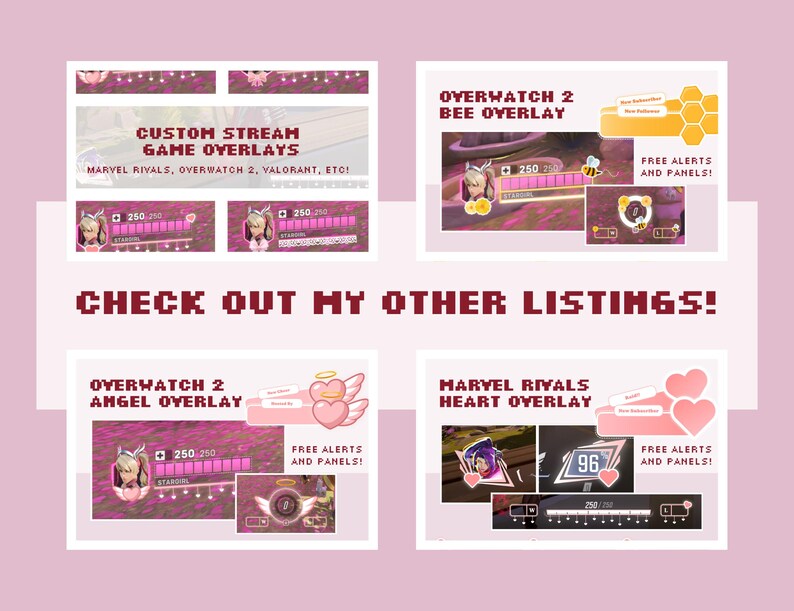 Overwatch 2 Stream Overlay Multi-color Heart Theme | Twitch Panels ...