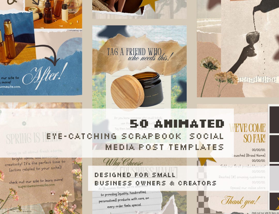 Animated Scrapbook Social Media Templates: Canva Instagram & Facebook ...