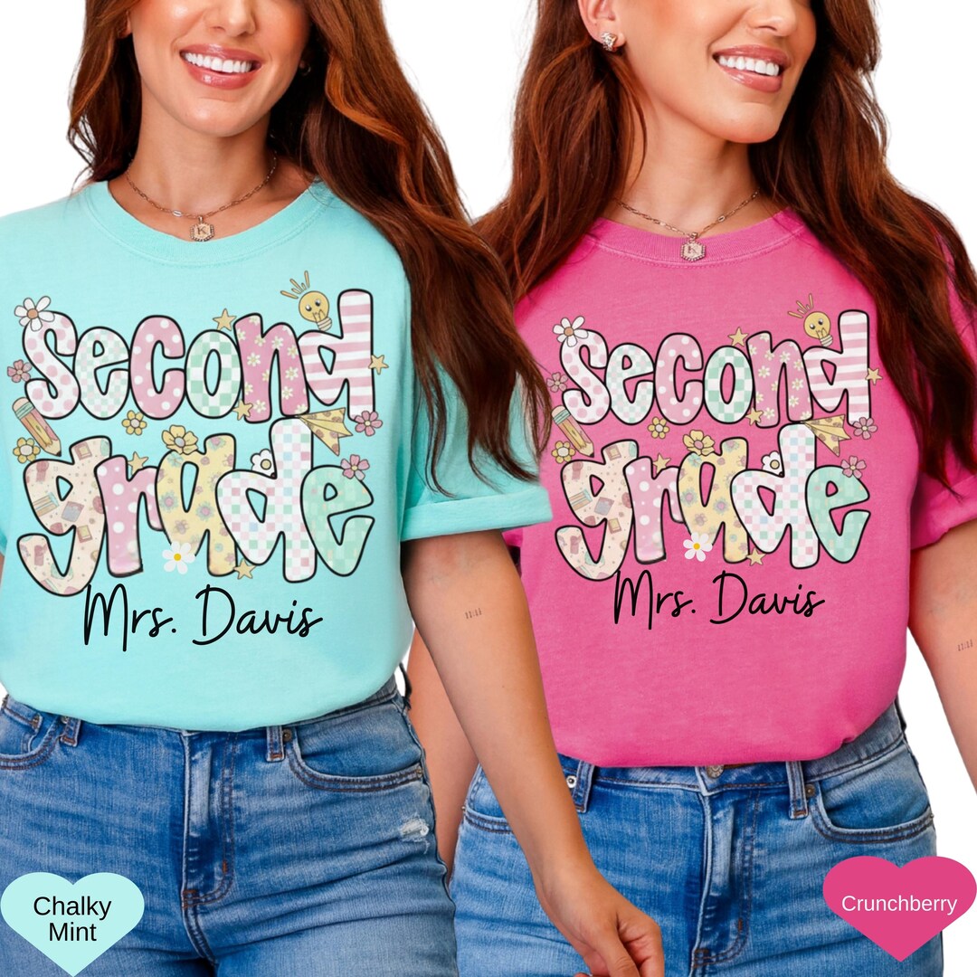 CUSTOM Second Grade Team Shirt, Floral 2nd Grade Teacher Shirt, Back to ...